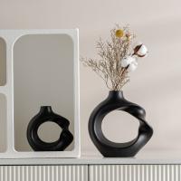 China Hollow Geometric Ceramic Vase for Modern Home Decor for sale