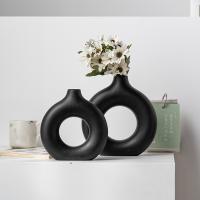 China Sculptural Round Cut Out Vase for Shelf Styling for sale