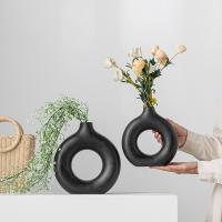 China Sculptural Round Cut Out Vase for Shelf Styling for sale