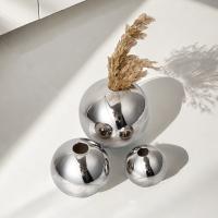 China Statement Sphere Vase in Polished Silver Finish for sale