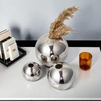 China Statement Sphere Vase in Polished Silver Finish for sale