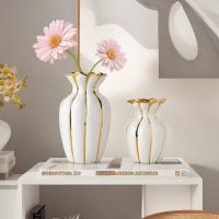 China Sculptural White Vase with Gold Line Design for sale