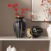 China Sculptural White Vase with Gold Line Design for sale