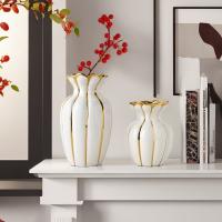 China Sculptural White Vase with Gold Line Design for sale