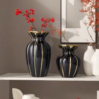 China Sculptural White Vase with Gold Line Design for sale