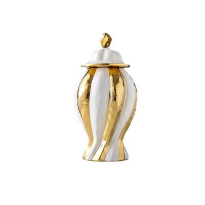 China Luxury White and Gold Ceramic Vase for sale