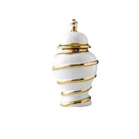 China Luxury White and Gold Spiral Lidded Jar for sale
