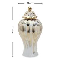 China Decorative Ceramic Ginger Jar with Gold Lines for sale