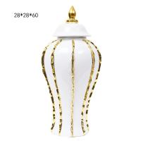 China Decorative White Gold Ginger Jar for Home Decor for sale