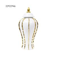 China Decorative White Gold Ginger Jar for Home Decor for sale