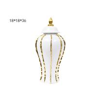 China Decorative White Gold Ginger Jar for Home Decor for sale
