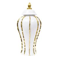 China Decorative White Gold Ginger Jar for Home Decor for sale