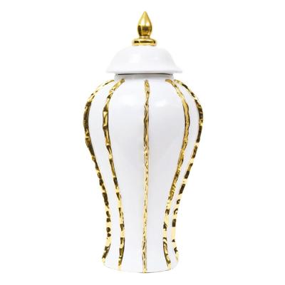China Decorative White Gold Ginger Jar for Home Decor for sale
