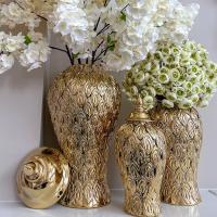 China Decorative White Gold Ginger Jar for Home Decor for sale