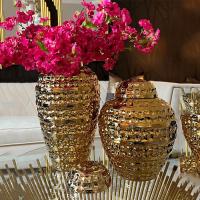 China Decorative White Gold Ginger Jar for Home Decor for sale