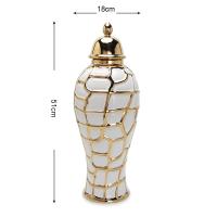 China Elegant Ceramic Covered Jar with Gold Lines for sale