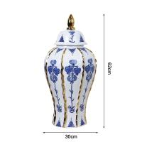 China Elegant Ceramic Covered Jar with Gold Lines for sale