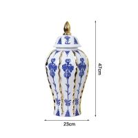 China Elegant Ceramic Covered Jar with Gold Lines for sale