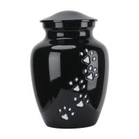China Black Glossy Pet Urn with Secure Lid for Lasting Memories for sale