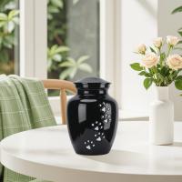 China Black Glossy Pet Urn with Secure Lid for Lasting Memories for sale