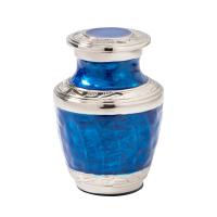 China Blue Memorial Pet Urn Wholesale Metal Keepsake Urn Factory for sale