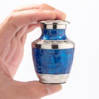 China Blue Memorial Pet Urn Wholesale Metal Keepsake Urn Factory for sale