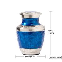 China Blue Memorial Pet Urn Wholesale Metal Keepsake Urn Factory for sale