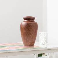 China Premium Metal Adult Urn Polished Wood Texture Memorial Container for sale