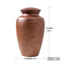 China Premium Metal Adult Urn Polished Wood Texture Memorial Container for sale