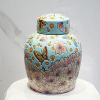 China Decorative Ceramic Funeral Urn with Butterfly Design for sale