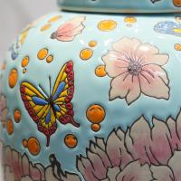 China Decorative Ceramic Funeral Urn with Butterfly Design for sale