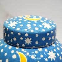 China Glossy Blue Ceramic Cremation Urn with Moon Pattern for sale