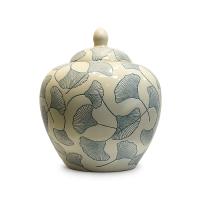 China Ginkgo Leaf Ceramic Cremation Urn for sale