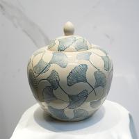 China Ginkgo Leaf Ceramic Cremation Urn for sale