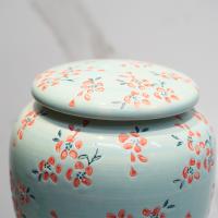 China Decorative Ceramic Memorial Urn with Red Berry Pattern for sale