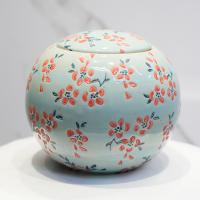 China Decorative Ceramic Funeral Urn with Red Berry Design for sale