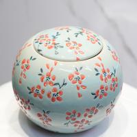 China Decorative Ceramic Funeral Urn with Red Berry Design for sale