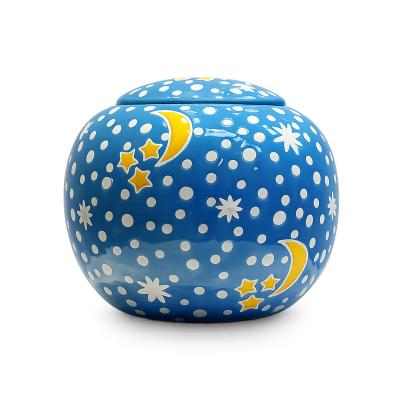 China Celestial Moon and Star Ceramic Cremation Urn for sale