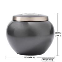 China Deep Gray Metal Pet Urn Durable Elegant Memorial Container for sale