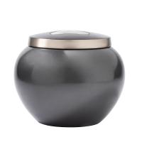 China Deep Gray Metal Pet Urn Durable Elegant Memorial Container for sale