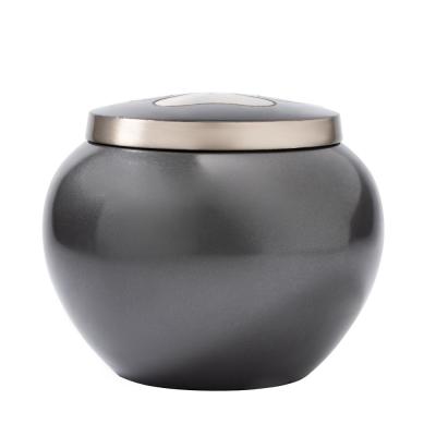China Deep Gray Metal Pet Urn Durable Elegant Memorial Container for sale