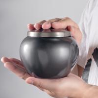 China Deep Gray Metal Pet Urn Durable Elegant Memorial Container for sale