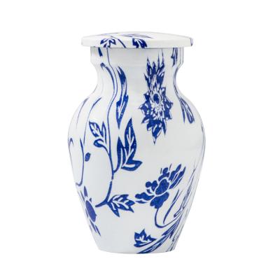 China Pet Ashes Urn Blue Floral Design for Funeral Suppliers for sale