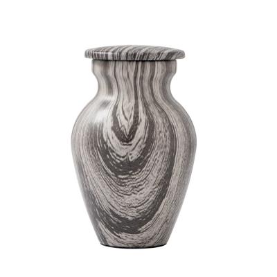 China Grey Wood Grain Metal Pet Urn Wholesale Memorial Supplier for sale