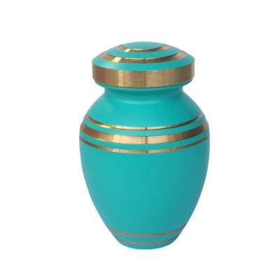 China Turquoise Pet Urn Metal Keepsake Urn for Pet Memorial Shops for sale