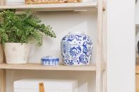 China Blue and White Ceramic Cremation Urn with Floral Pattern for sale