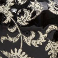 China Black Ceramic Cremation Urn with Lotus Floral Design for sale
