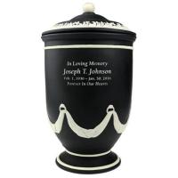 China Personalized Black Ceramic Cremation Urn with Custom Inscription for sale