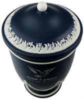China Personalized Black Ceramic Cremation Urn with Custom Inscription for sale