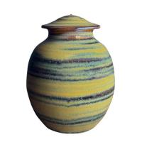 China Reactive Glaze Ceramic Cremation Urn with Earth Tone Finish for sale